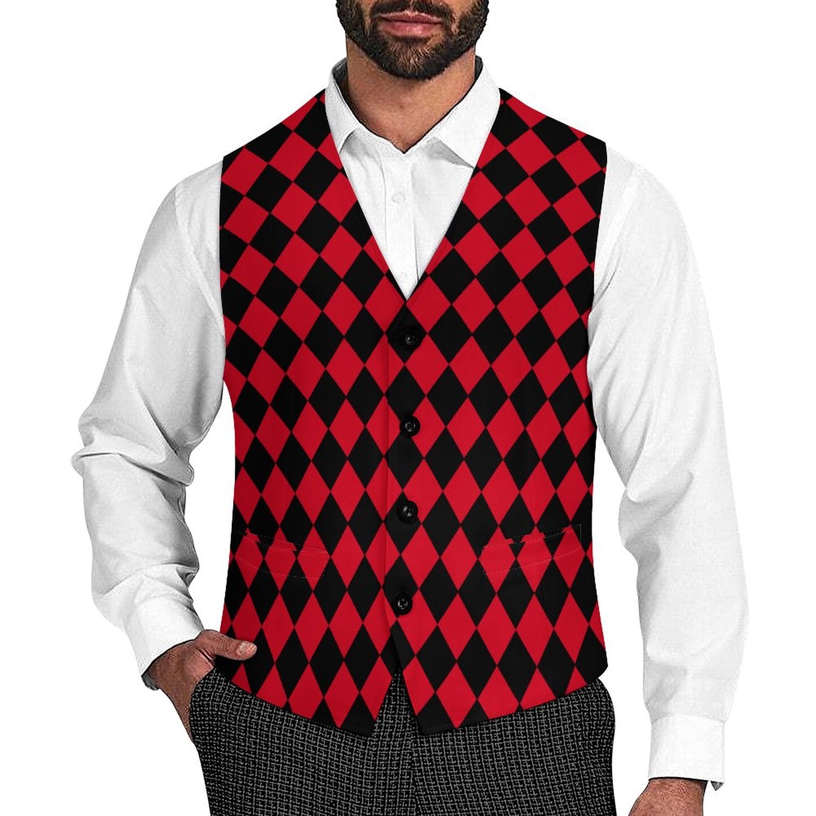 Red Harlequin Mens Jester Vest – AbyssWares